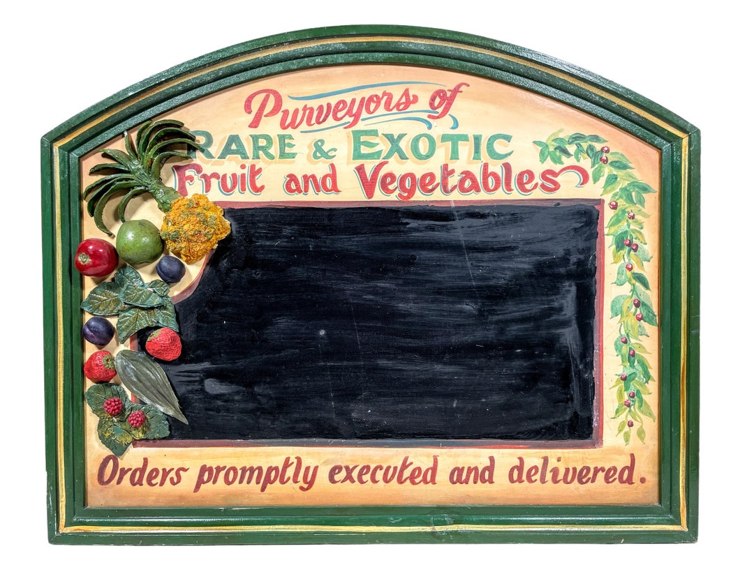 Vintage Fruit & Vegetable Blackboard Chalk Board Restaurant Cafe Shop ...