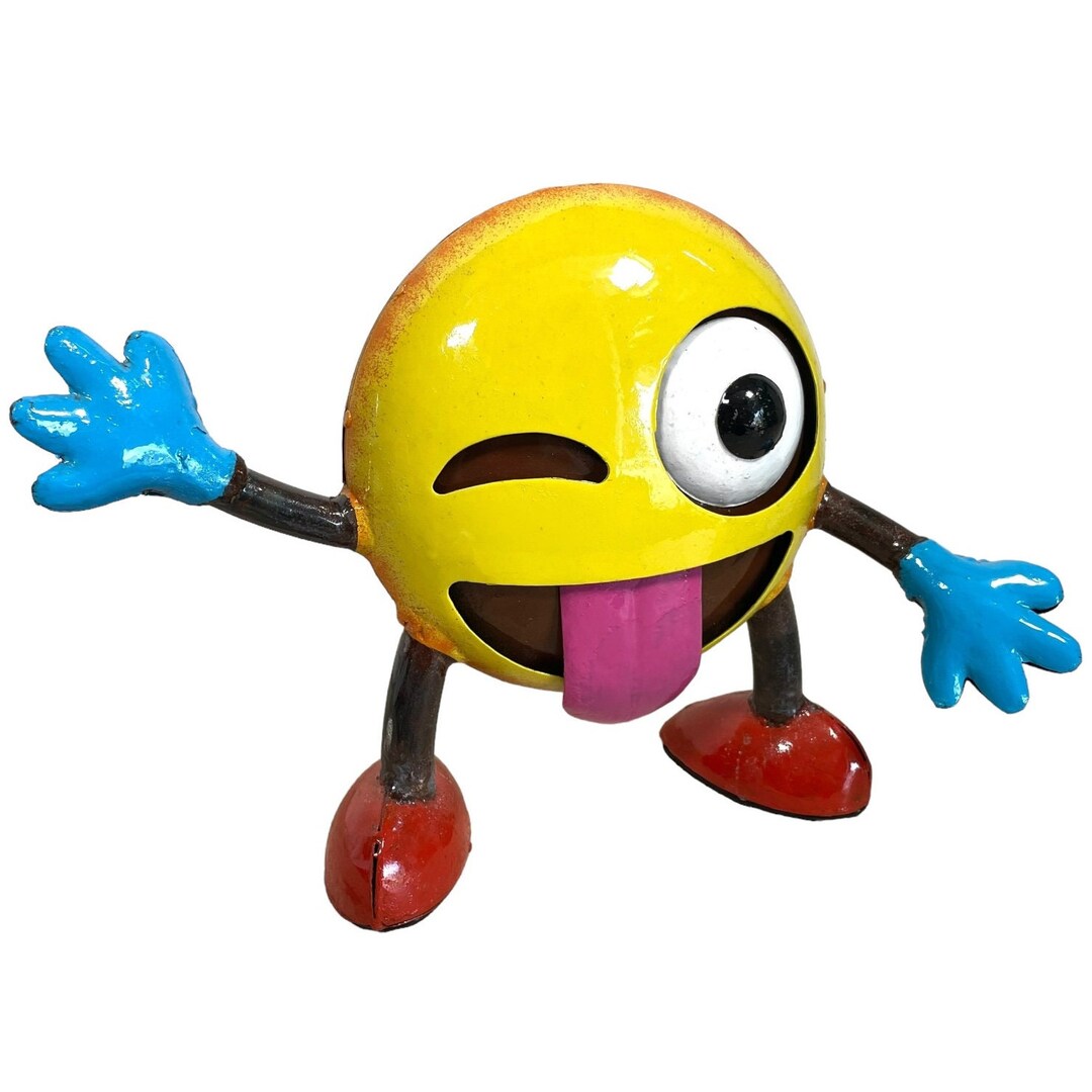 Vintage Desktop Pen Tool Smiley Emoji Recycled Oil Drum Sculpture ...