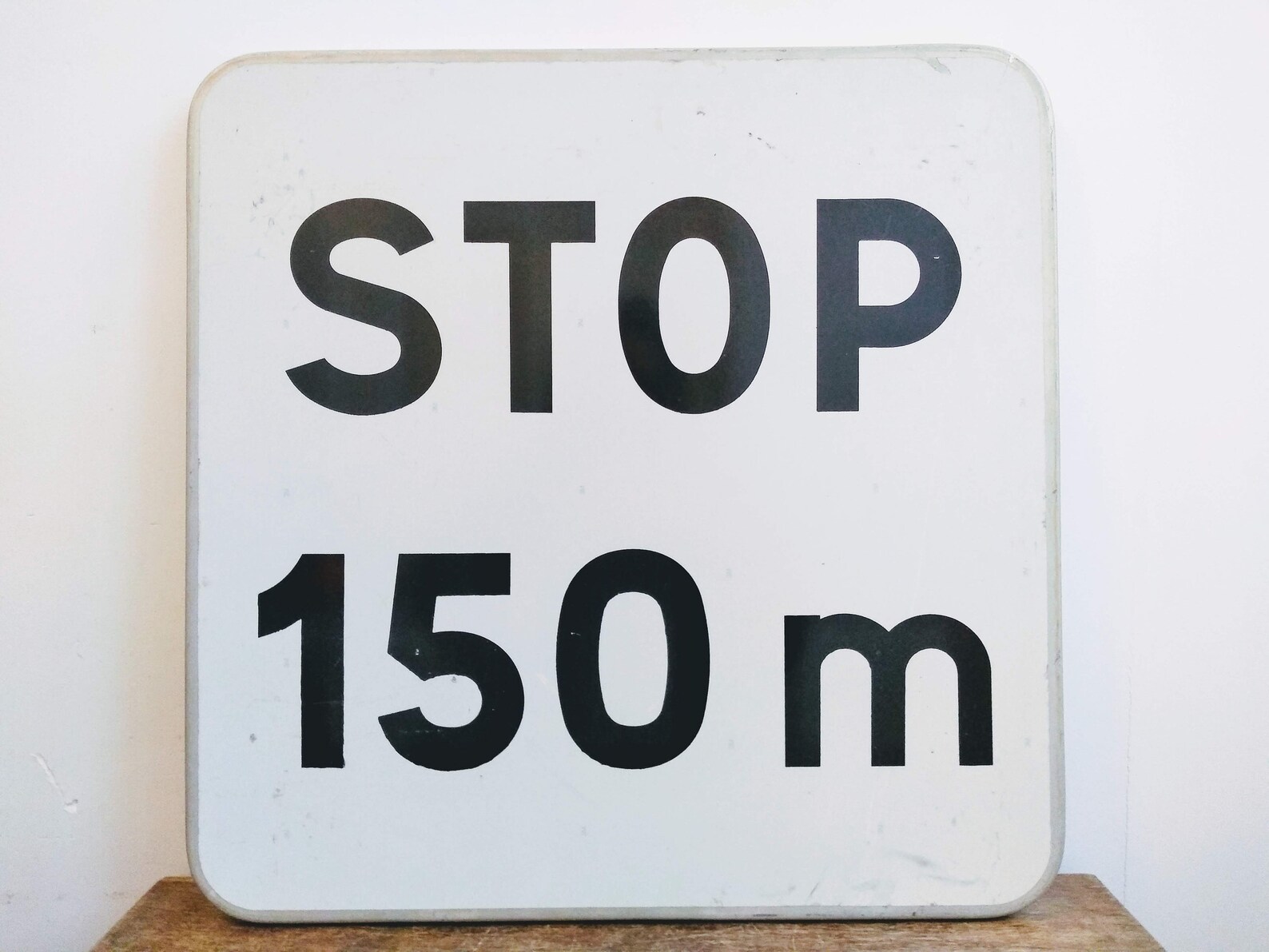 Vintage French Large White Black Stop 150m Metre Metal Roadsign Road ...