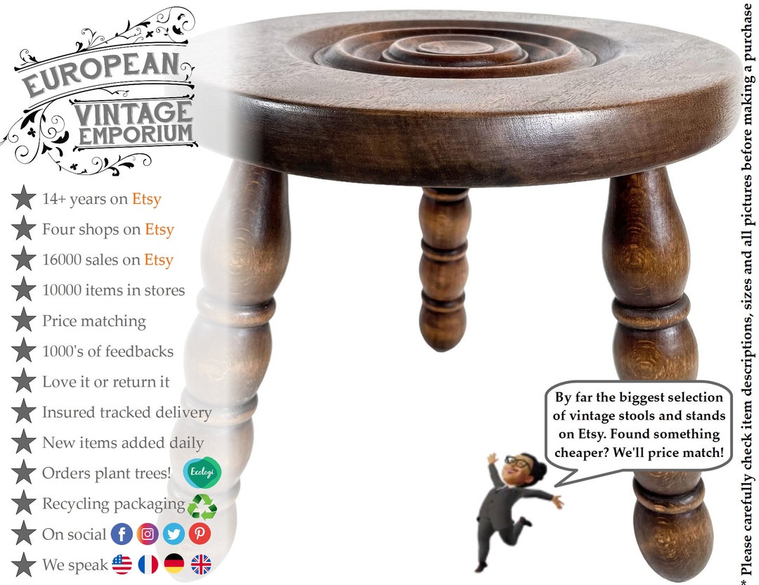 Vintage French Small Plant Stand Tabouret Wooden Rustic Table Farm ...