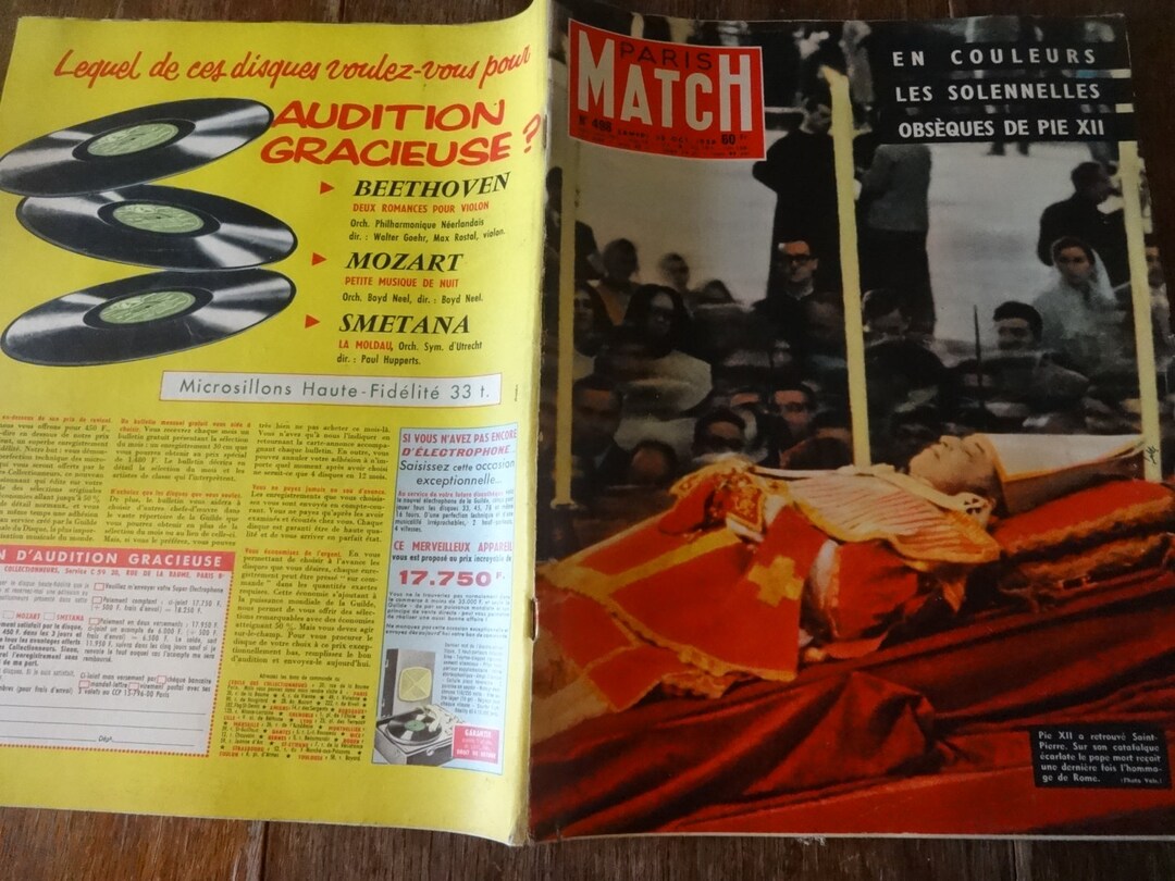 Vintage French Paris Match Magazine No 498 En Couleurs Les Solennelles ...