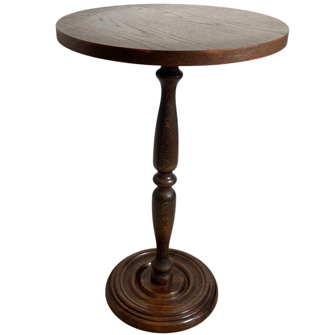 Vintage French Varnished Wood Pillar Leg Side Table Stand Tabouret ...