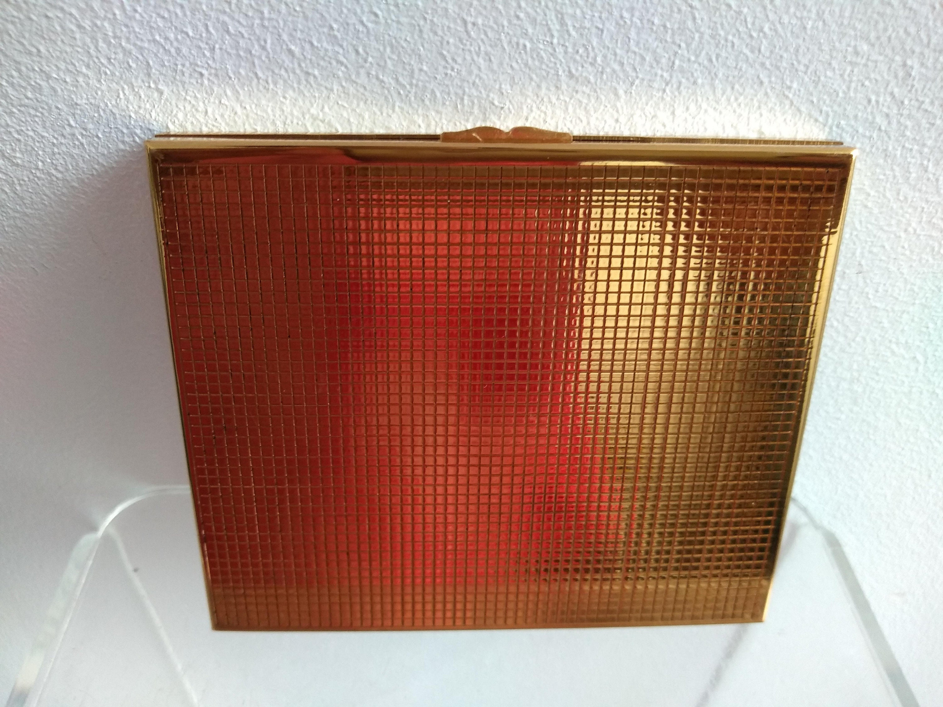 Vintage French Compact Gold Metal Powder Puff Case Decorated | Etsy