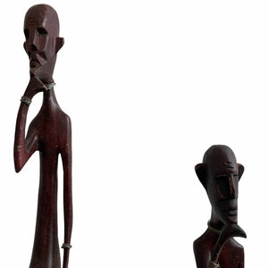 Vintage African Tall Thinking Man Figurine Statue Primitive Carving ...