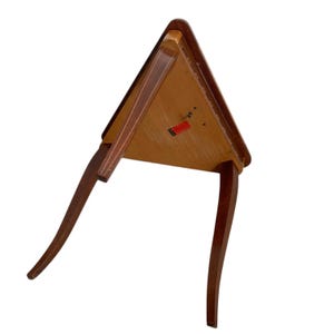 Vintage Swiss Varnished Wood Triangular Music Box Side Table Tabouret ...