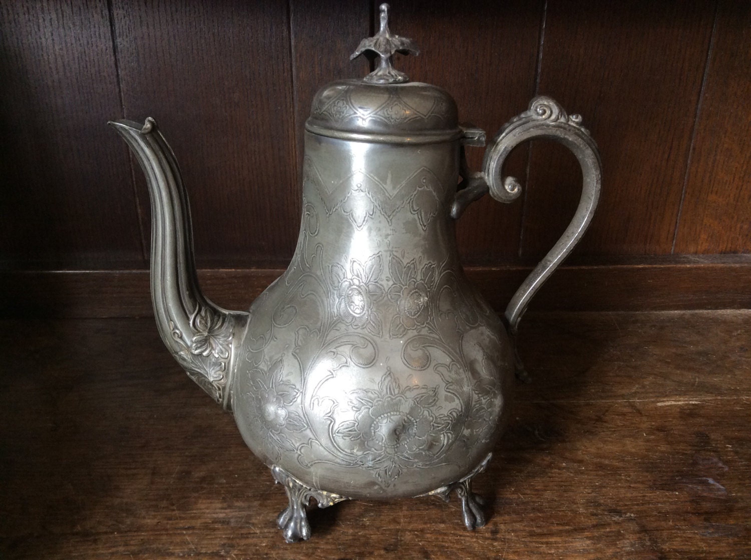 Vintage English metal large fancy coffee tea pot circa | Etsy