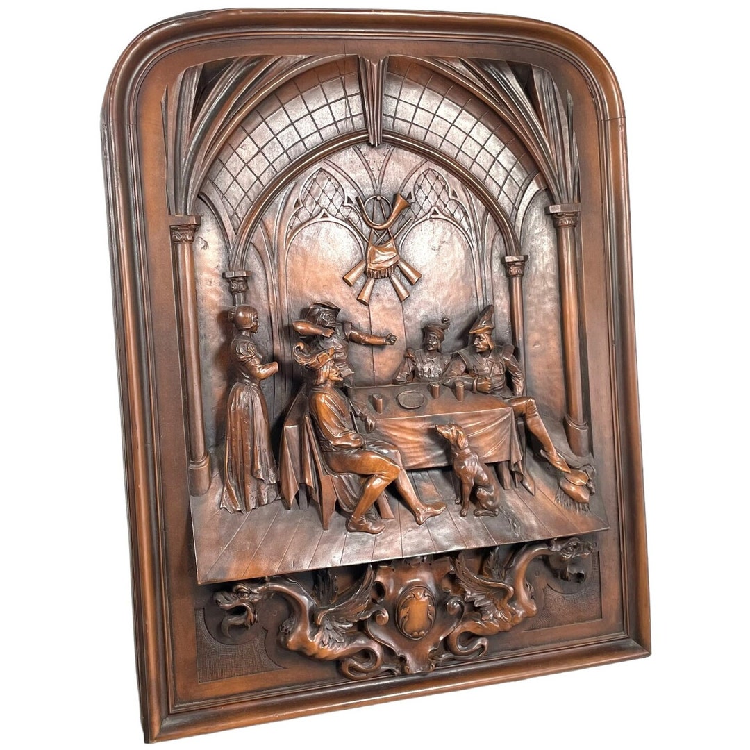 Vintage French Pub Inn Large Faux Fake Wood Carving Mould Reproduction ...
