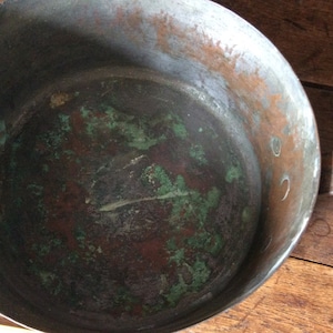 Vintage French Extra Large Bashed and Dented Hanging Copper Cooking Pot ...