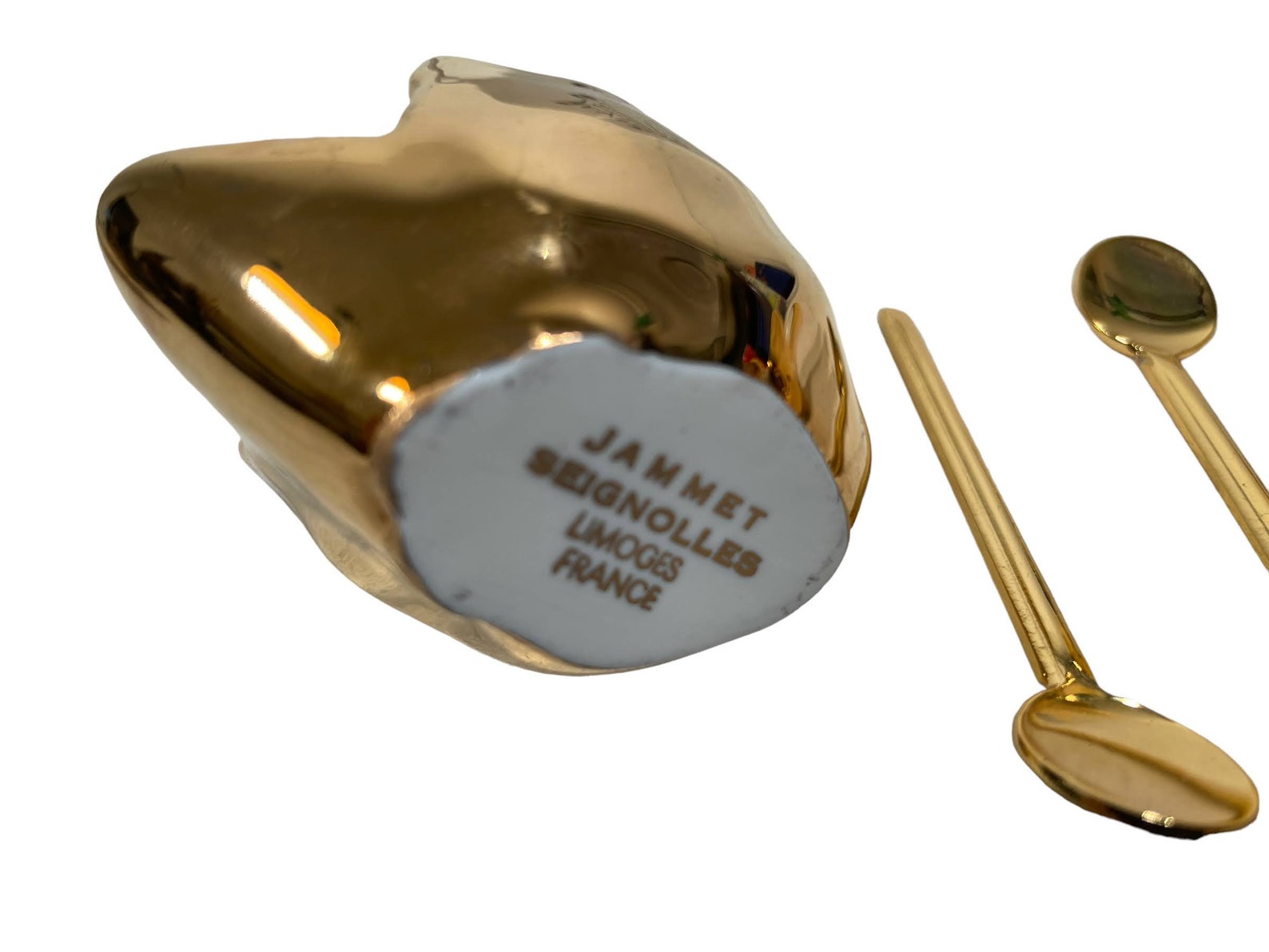 Vintage French Jammet Seignolles Limoges France Gold Swan Salt Salter ...