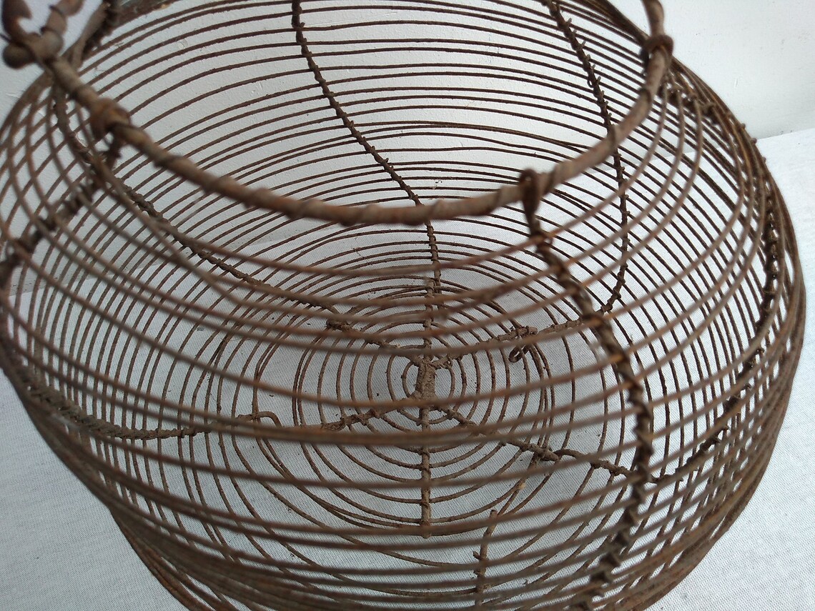 Vintage French Rustic Rusty Wire Egg Collecting Harvesting | Etsy