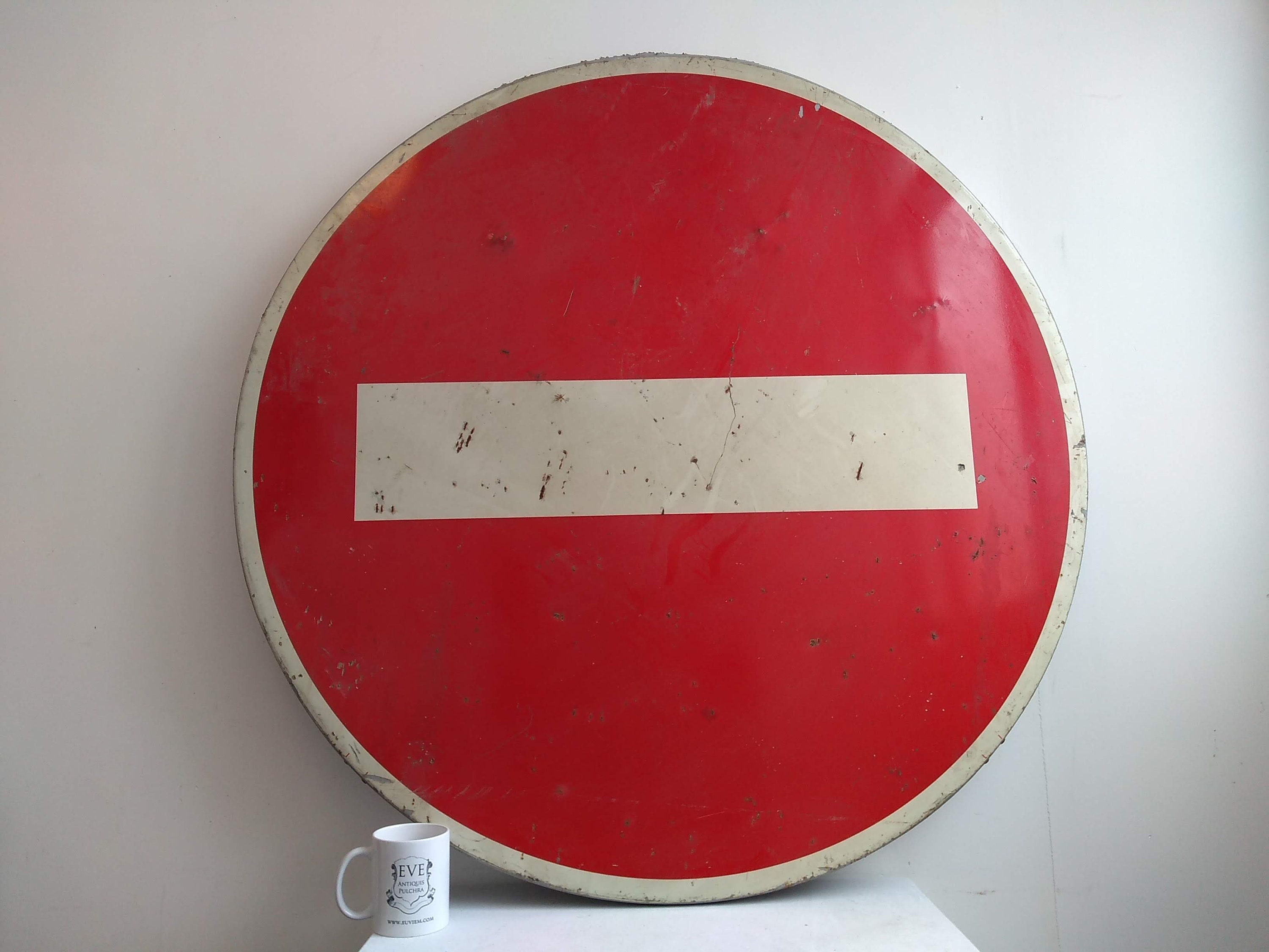Vintage French No Entry Sign Extra Large Motorway Bashed | Etsy
