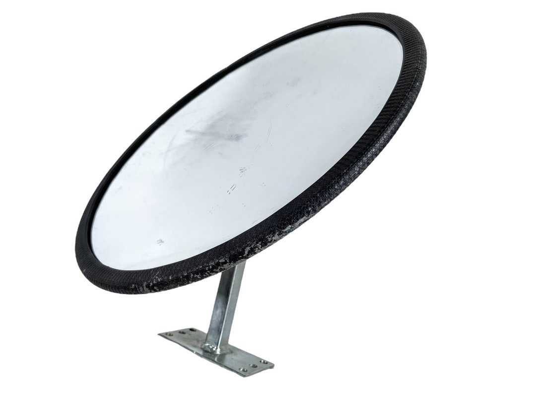 Vintage French Circular Security Wall Mirror With Iron Bracket and ...