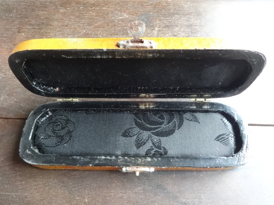 Vintage Wooden Brown Writing Pen Pencil Case Carry Case Holdall Carrier ...