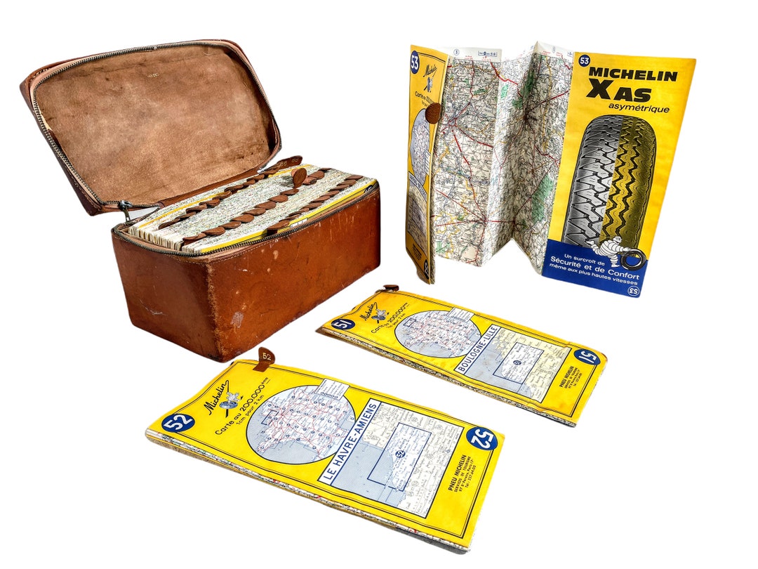 Vintage French Entire Mainland Maps Leather Cased Large Road Navigation ...