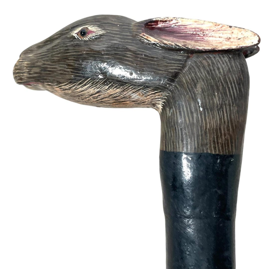 Vintage French Walking Stick With Rabbit Shaped Handle Souvenir ...