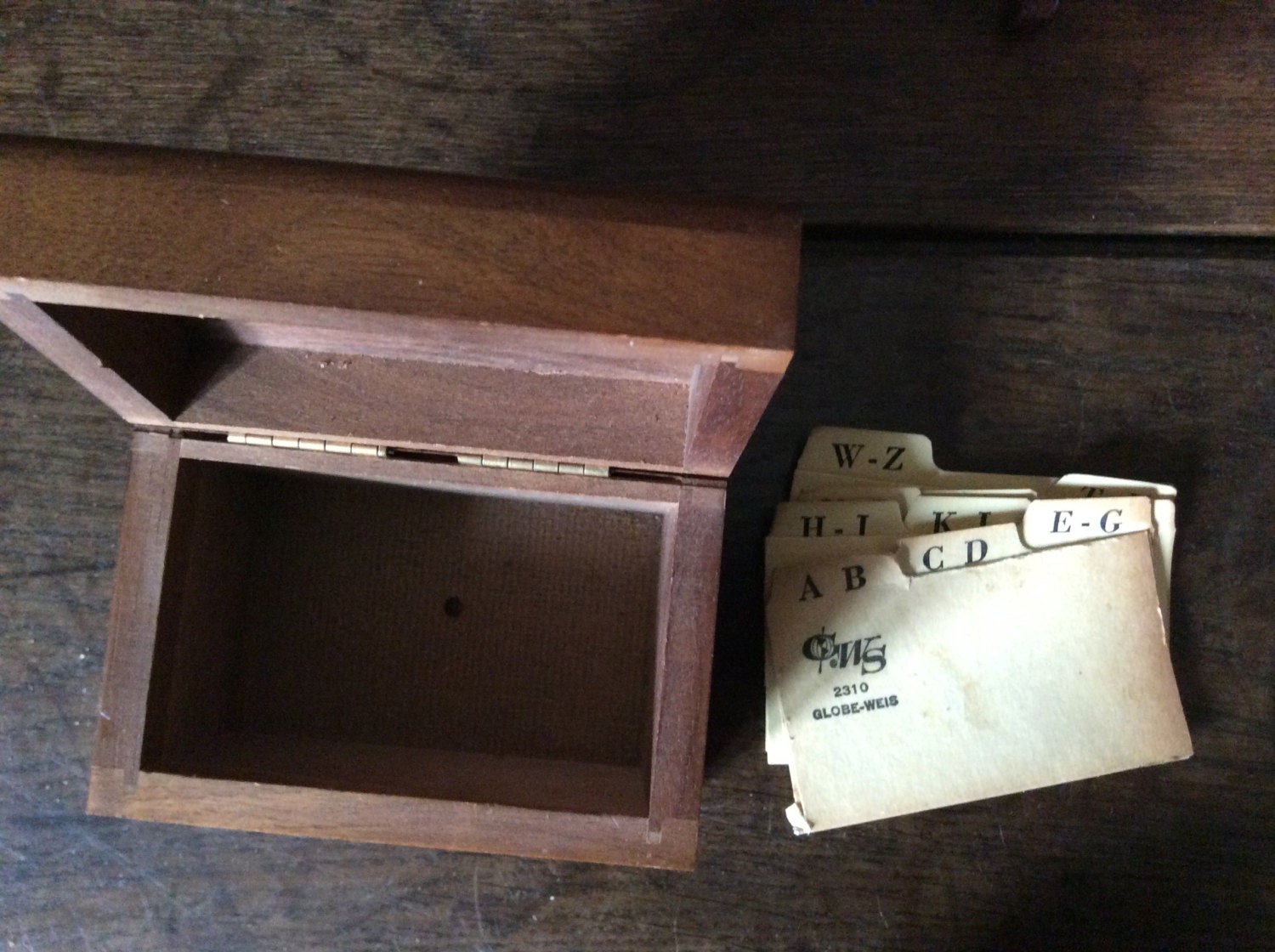 Vintage American walnut wood address reference card box filing | Etsy
