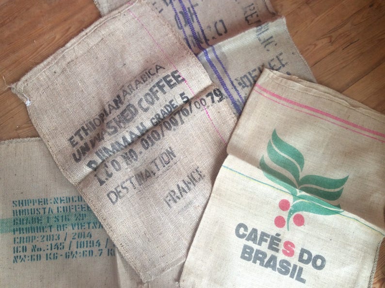 Vintage Mystery Imported Large Hessian Coffee Bean Sack Bag - Etsy