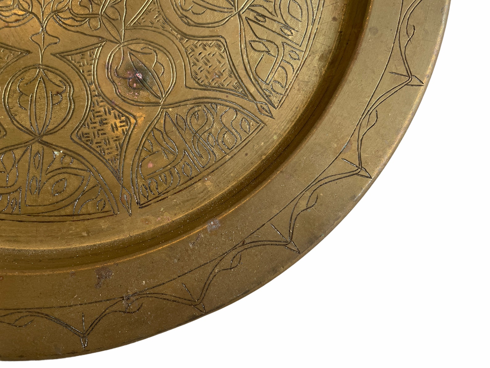 Vintage Moroccan Arabian Brass Circular Tray Arabic Script - Etsy UK