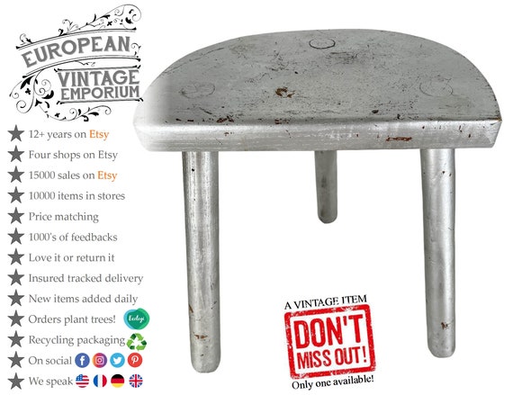 Vintage Silver Stool French Wooden Wood Painted Milking Stool - Etsy