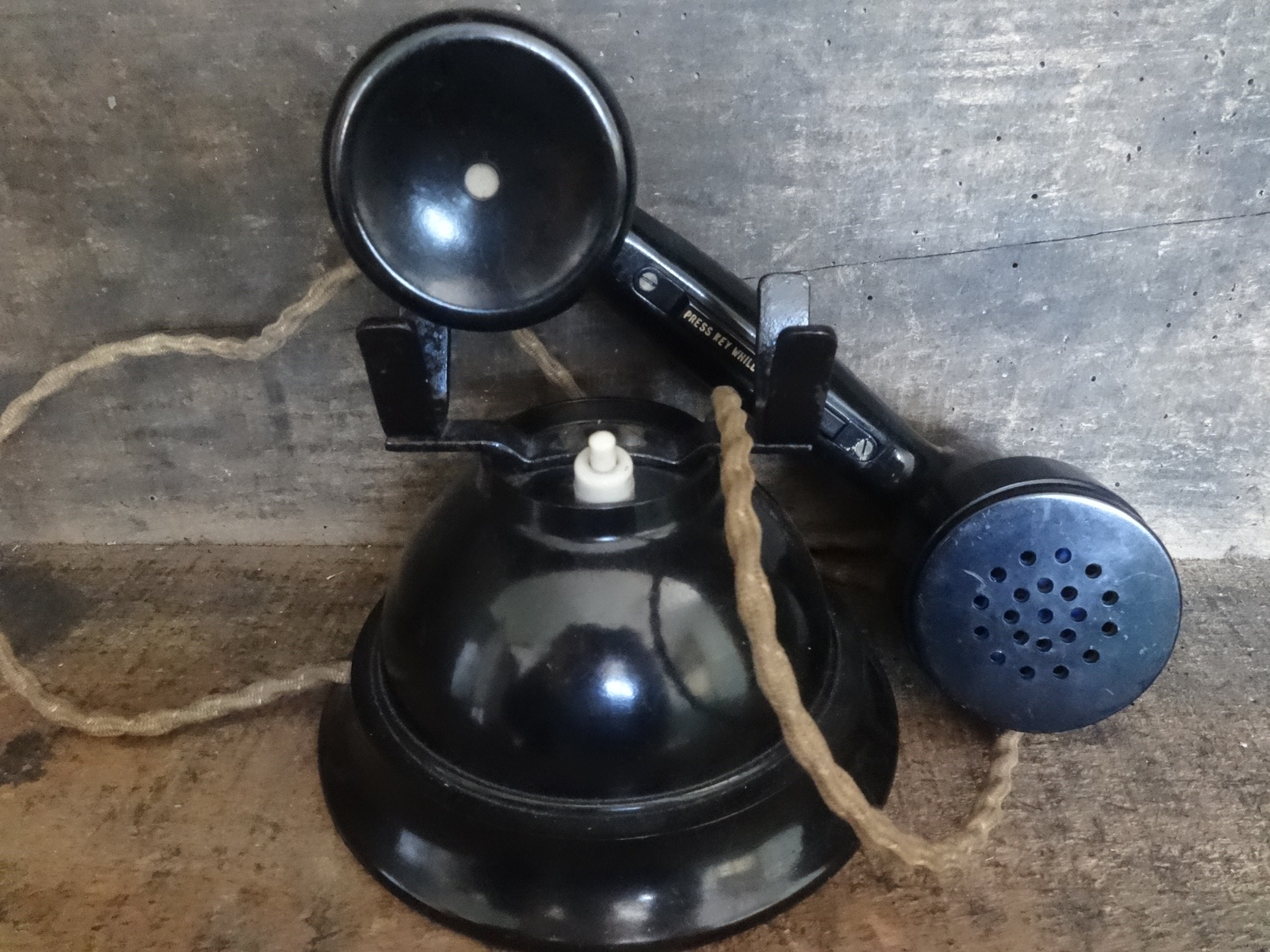 Vintage English Bakelite Black Telephone Phone Push Button | Etsy