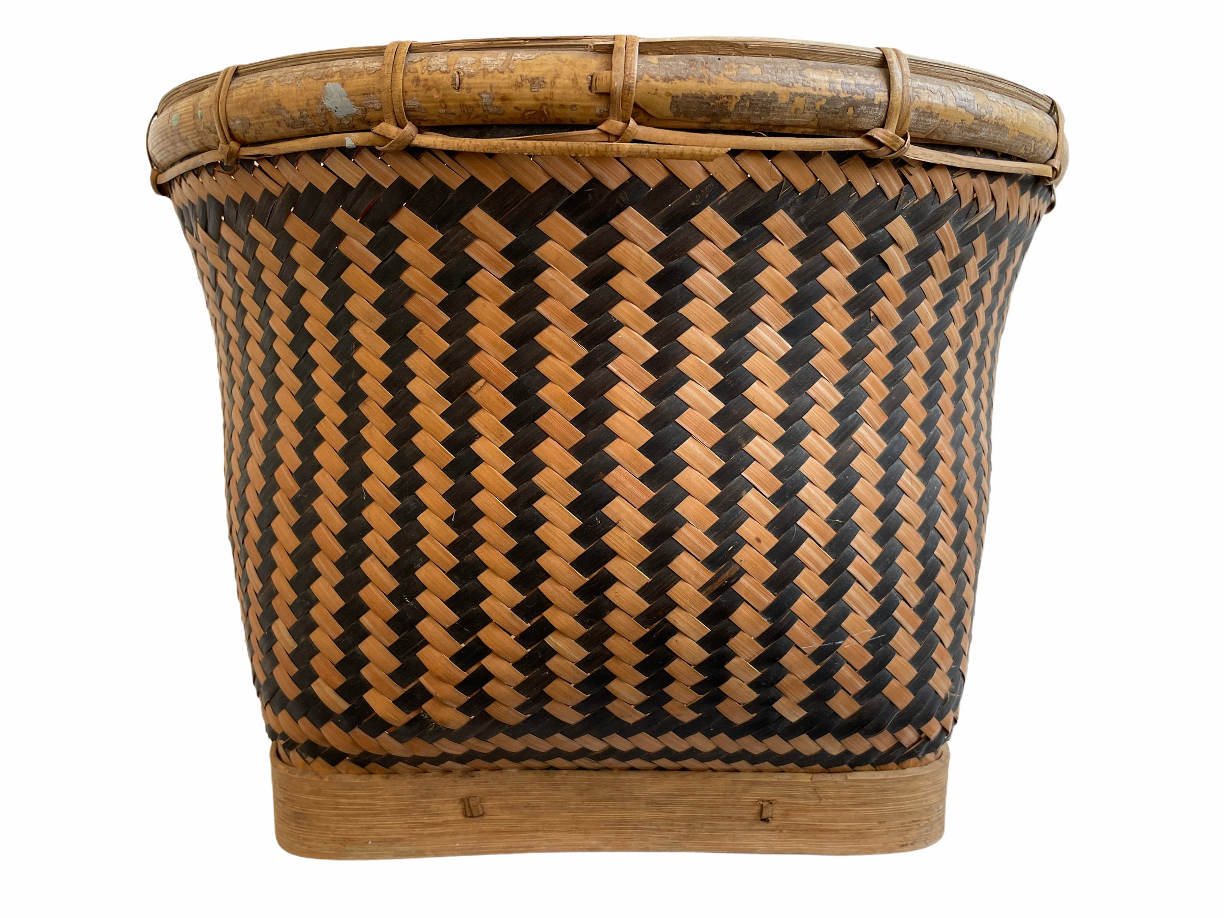 Vintage Thai Asian Traditional Woven Rice Food Basket Storage Decor ...