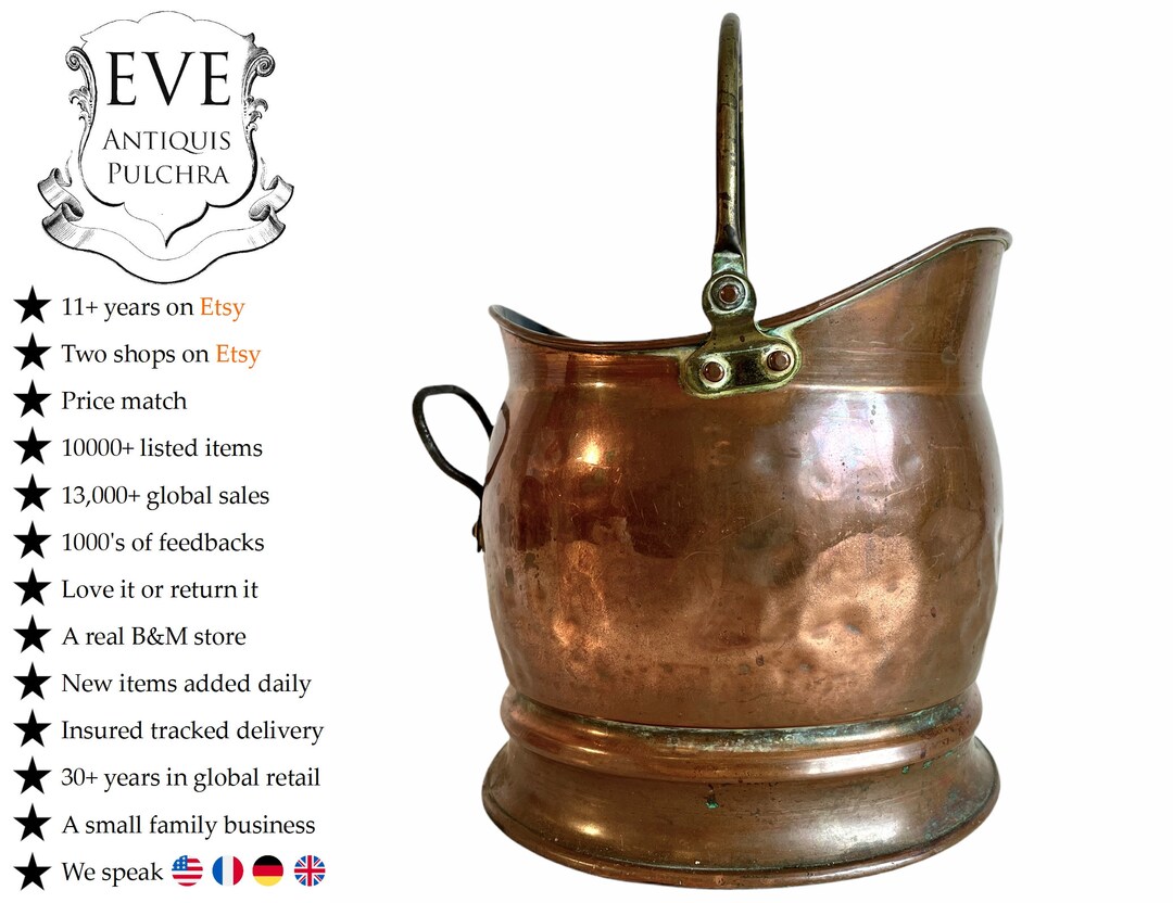 Vintage French Small Coal Bucket Scuttle Fireplace Fire Brass - Etsy