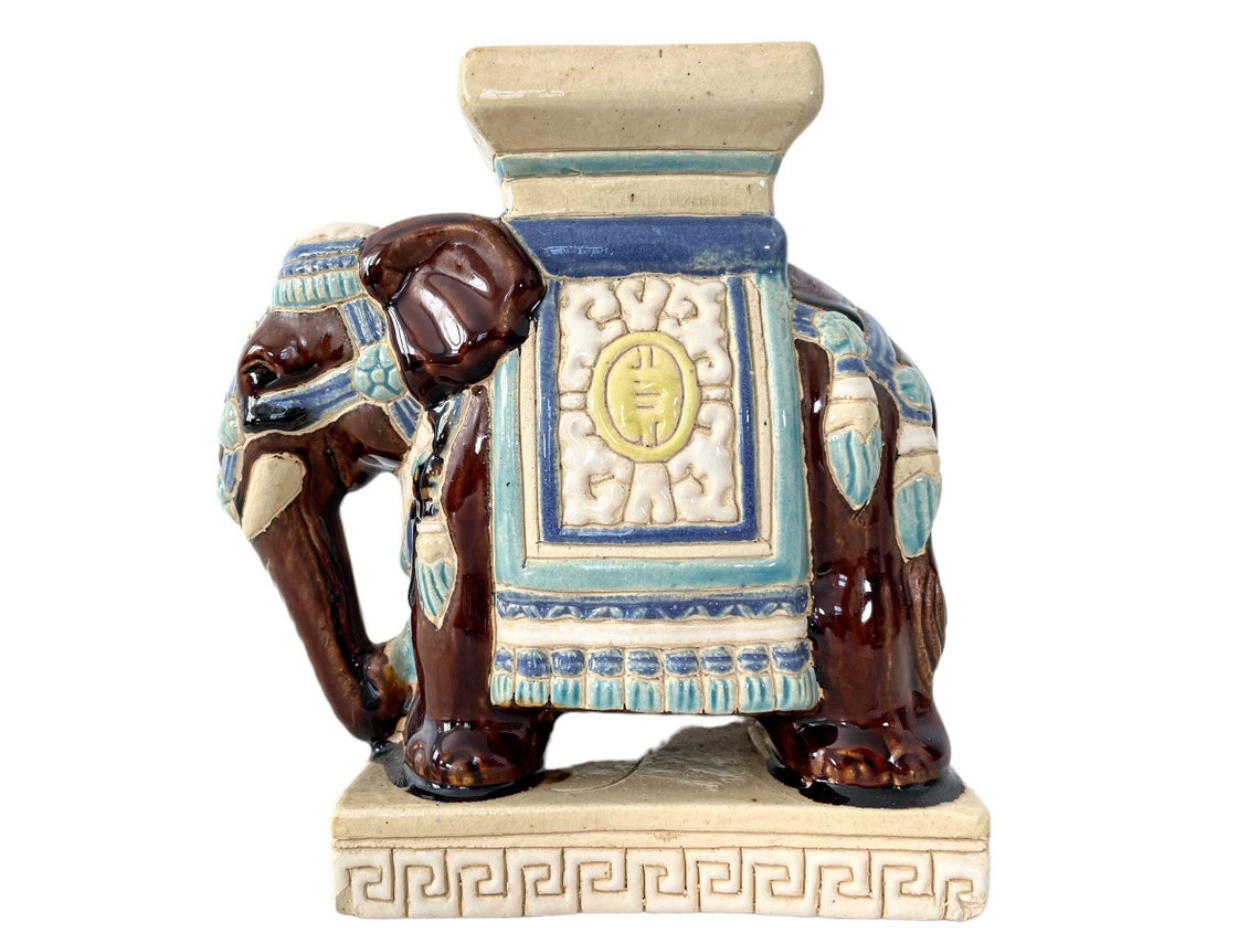 Vintage Chinese Elephant Ceramic Pot Stand Pair Plinth Rest - Etsy