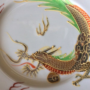 Vintage Japanese White Metalic Dragon Plates Set of 2 Side Lunch Plate ...