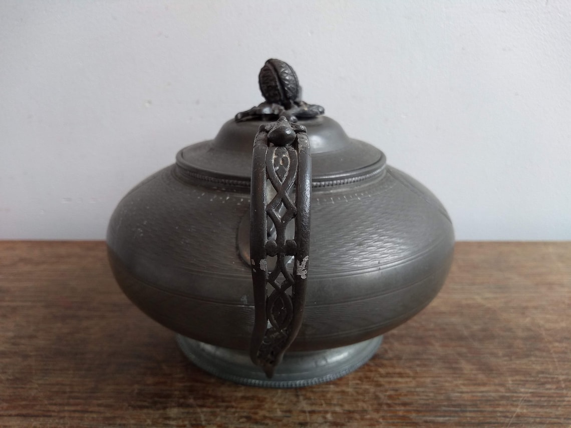 Antique English Sheffield Pewter Pot With Lid Dish Bowl Sugar Storage ...