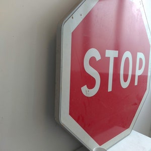 Vintage French Stop Sign Extra Large Motorway Marked Bruised Red White ...