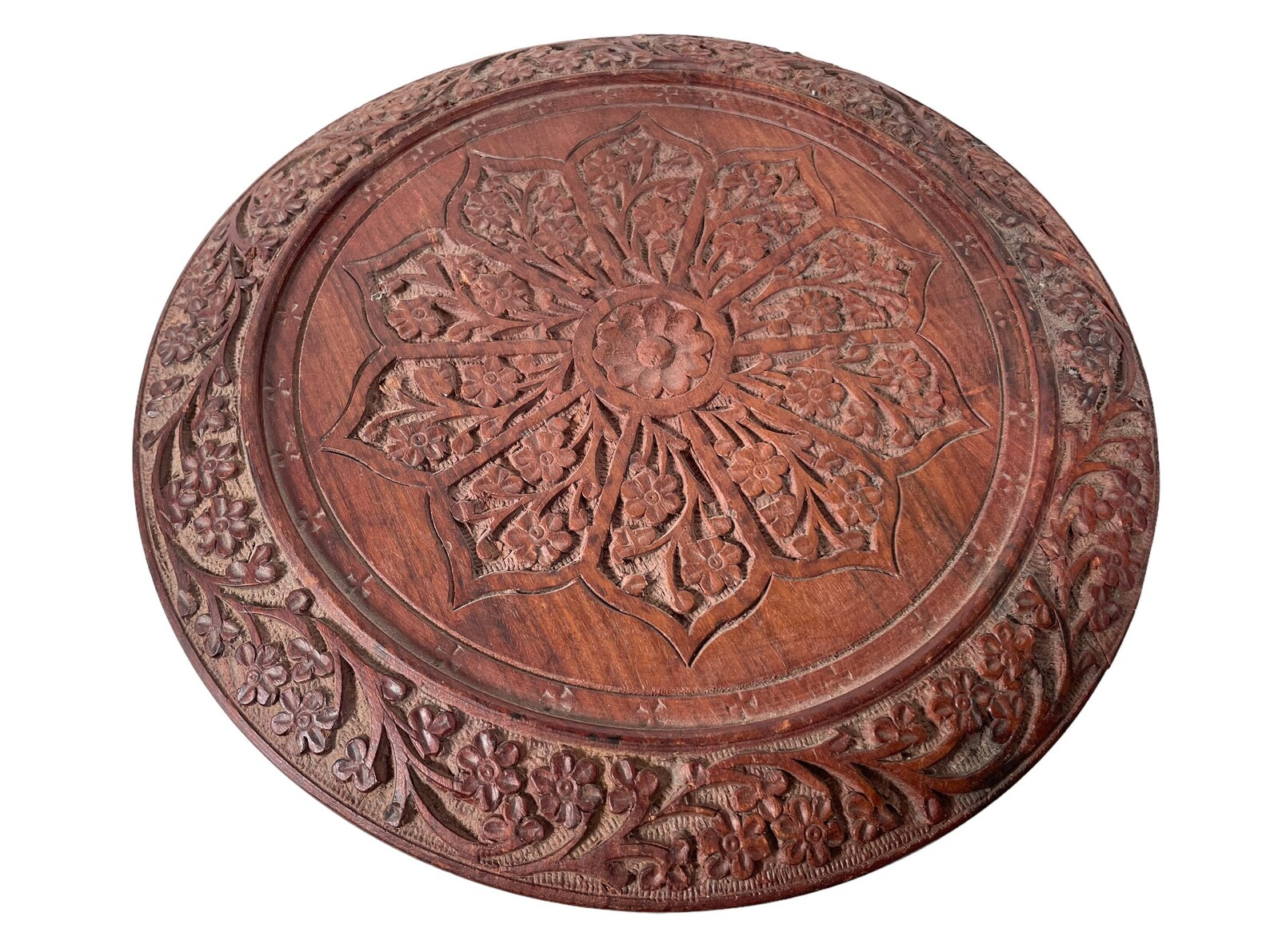 Vintage Indian Asian Hand Carved Wooden Small Folding Table Wood Stand ...