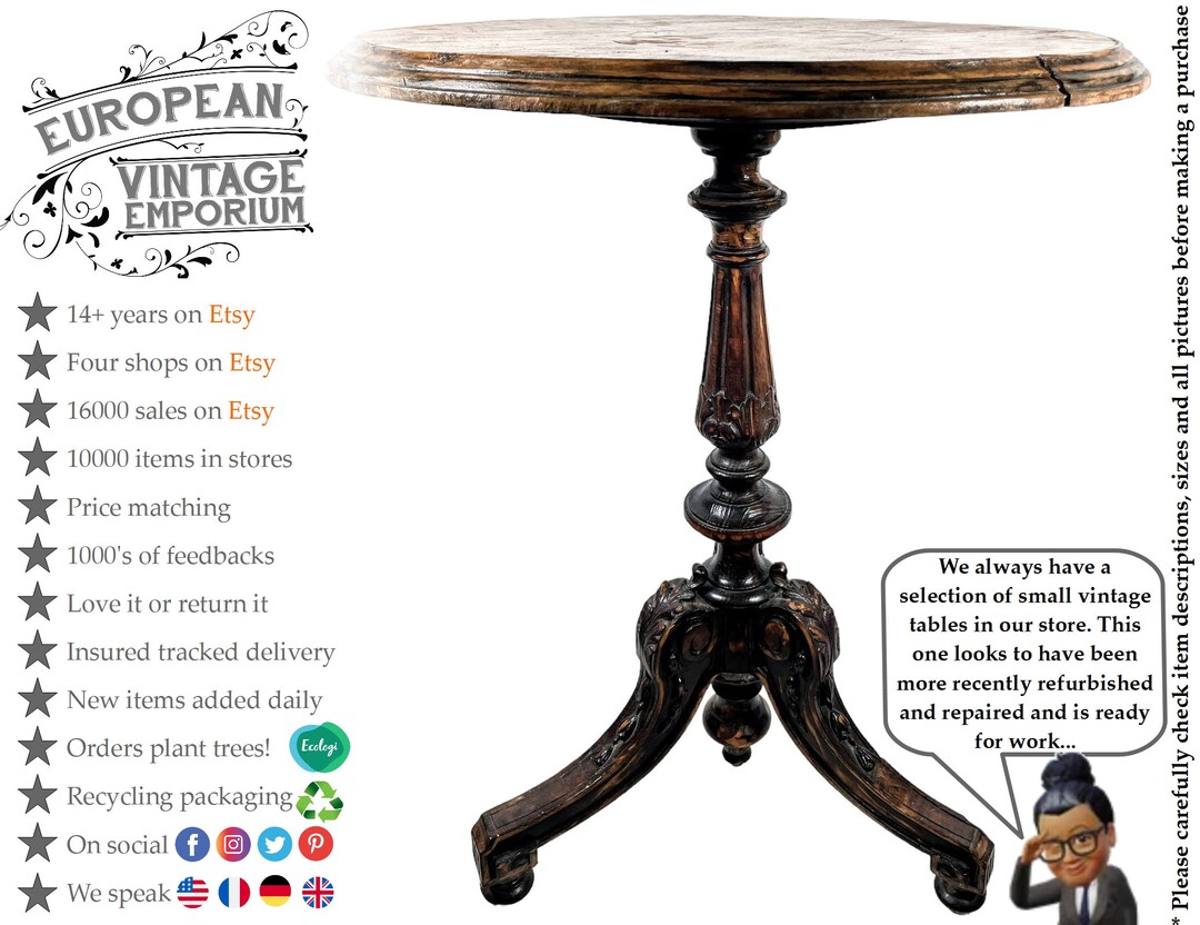 Vintage French Small Wooden Wood Side Table Stand Plinth Flower Pot ...