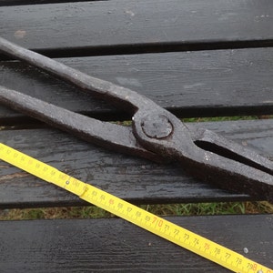Antique French Extra Large Metal Tongs Pliers Tool Ironsmith Blacksmith ...