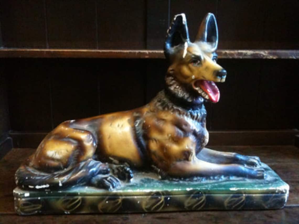Vintage French German Shepherd Alsation Dog Large Figurine - Etsy