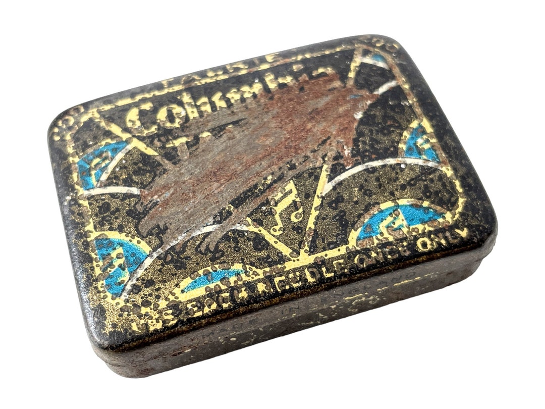 Antique French Columbia Record Player Gramophone Needle Tin Canister ...