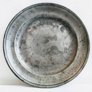 Antique French Pewter Eating Bowl Plate Platter Bashed and Bruised ...