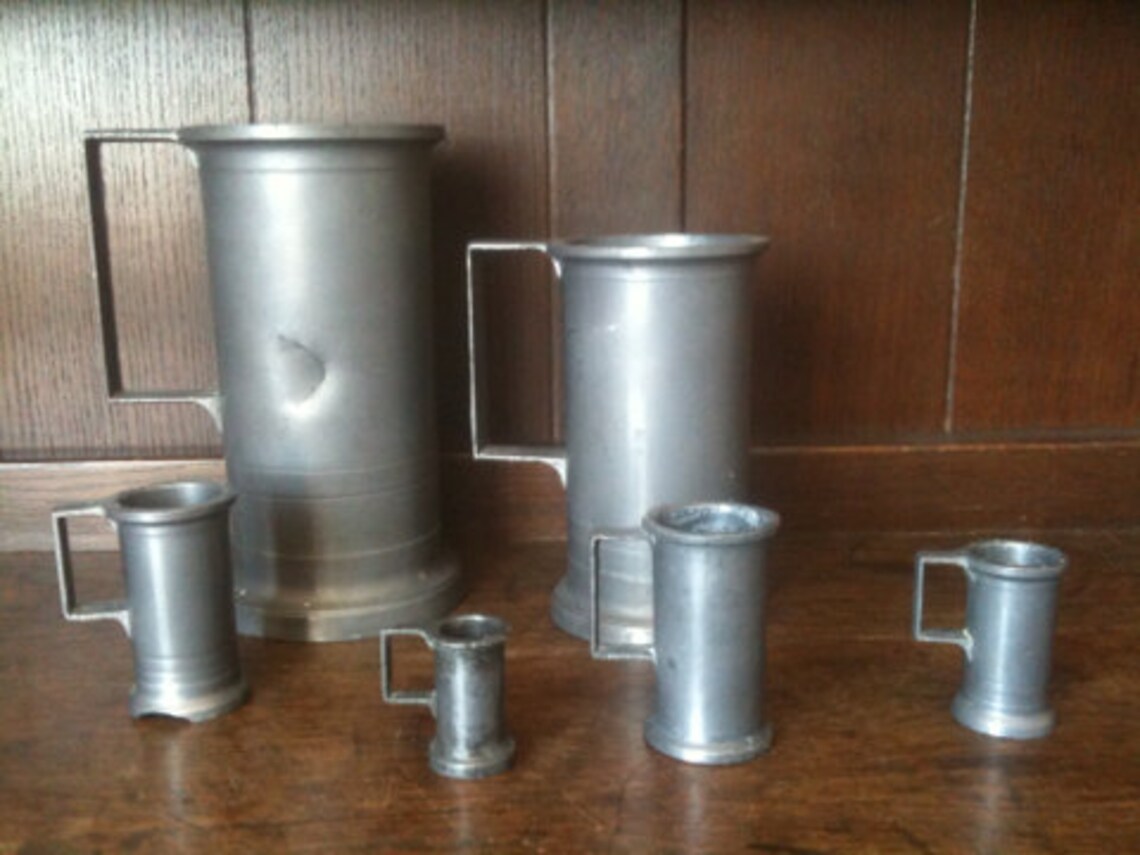 Antique French Well Used Heavy Pewter Measuring Tankards - Etsy