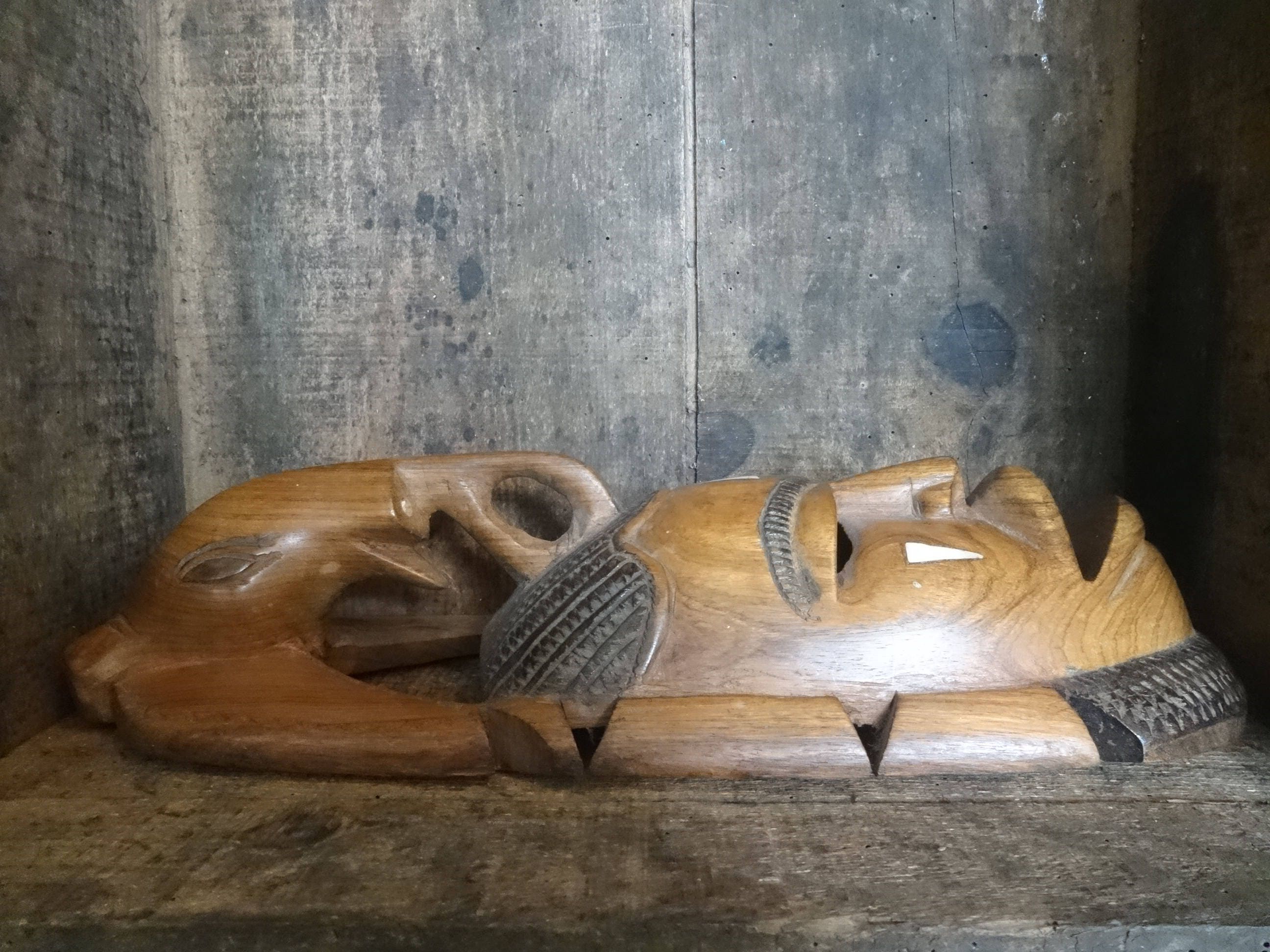 Vintage African Figurine Mask Statue Primitive Art Carving | Etsy