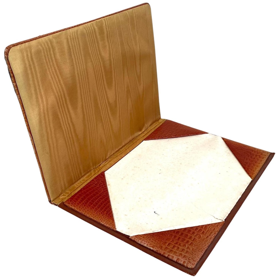 Vintage French Pressed Leather Brown Small Desktop Desk Writing Pad ...