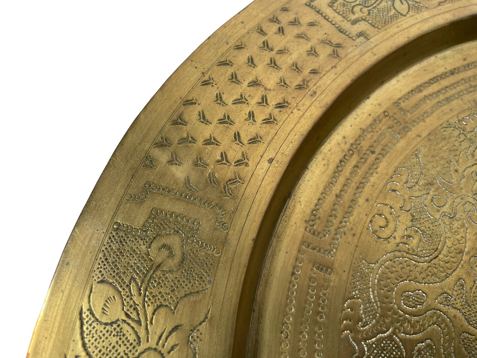 Vintage Chinese Dragon Design Brass Tray Plate Bowl Dish on Feet ...