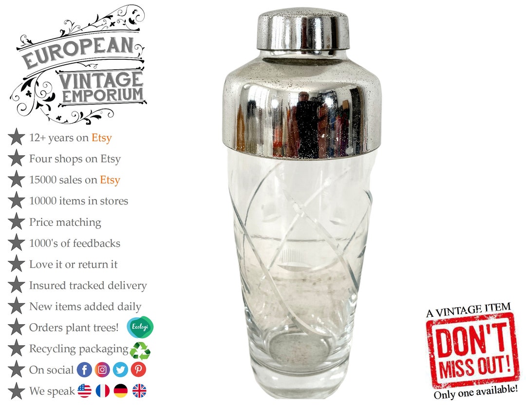 Vintage Italian Cocktail Shaker Glass Bar Barware Display - Etsy