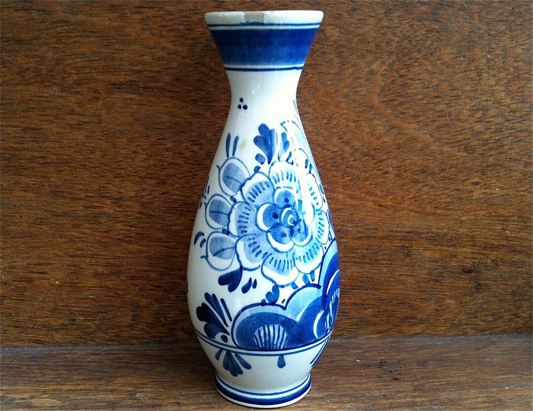 Vintage Dutch Delft Flower Vase Ornament Blue White Circa 1960's / EVE ...