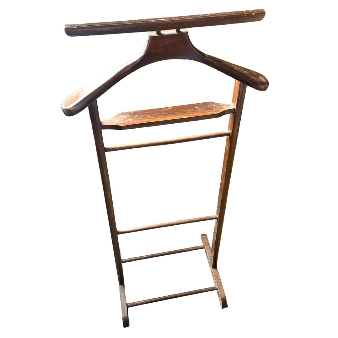 Vintage French Valet Butler Stand Wooden Clothes Hanger Suit Costume ...