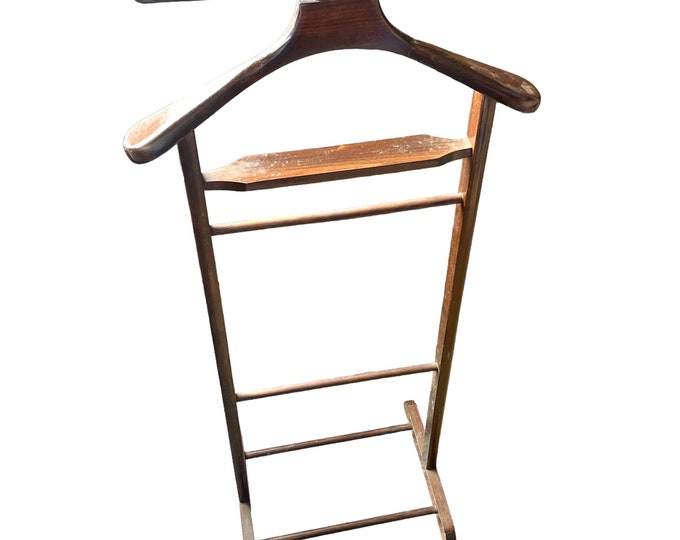 Vintage French Valet Butler Stand Wooden Clothes Hanger Suit Costume ...