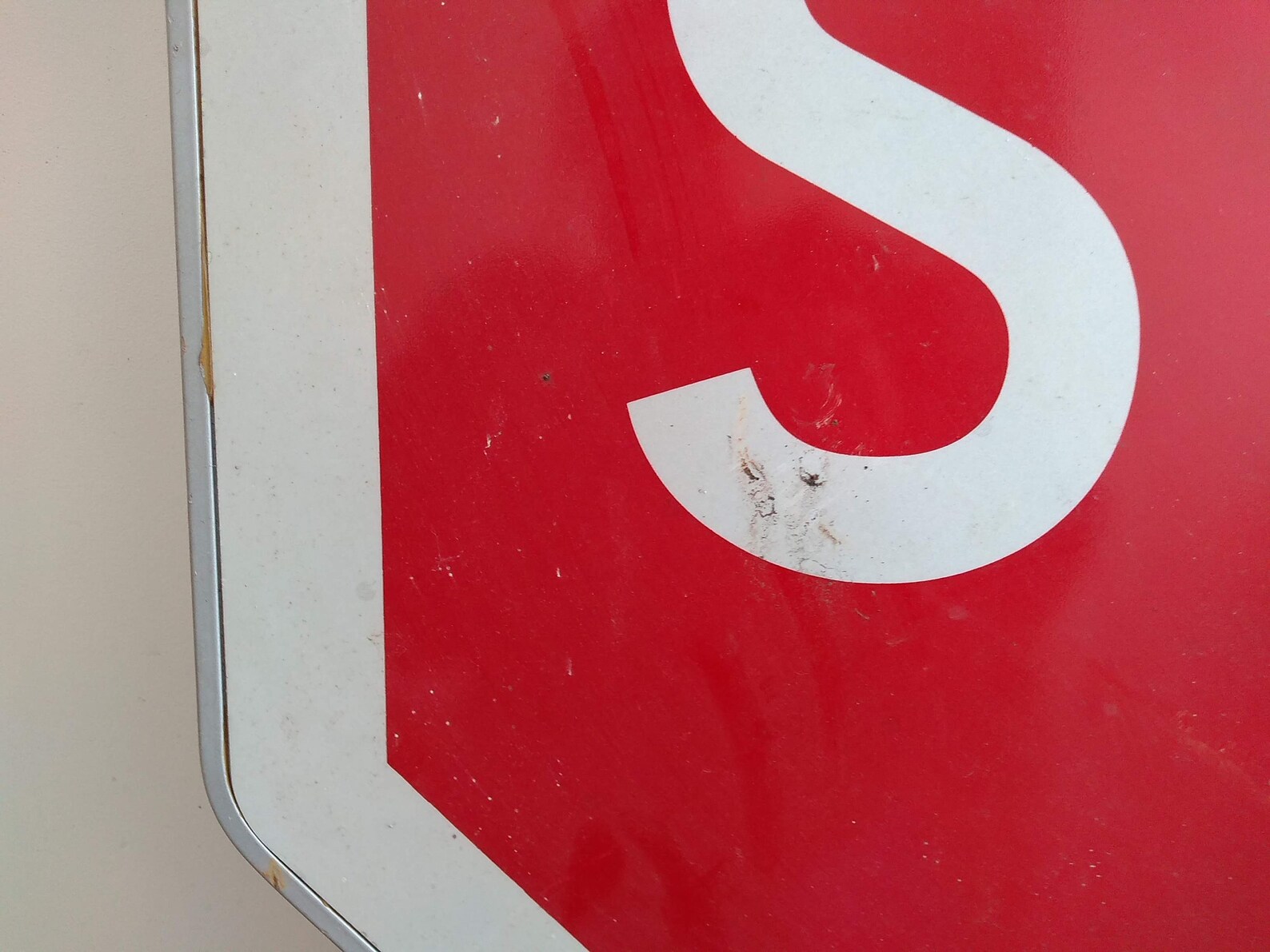 Vintage French Stop Sign Extra Large Motorway Marked Bruised Red White ...