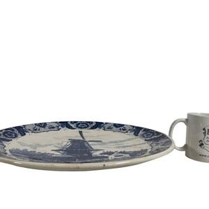 Vintage Dutch Original Blauw Delfts Handmade White Blue Extra Large ...