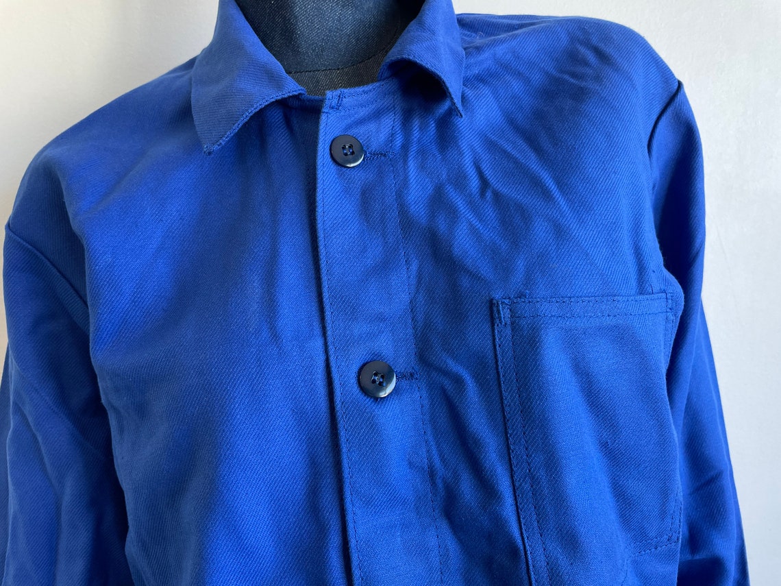Vintage French Blue Work Cotton Jacket Farmer Jacket Indigo Dyed Size ...