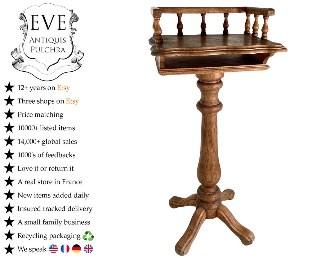 Vintage French Small Stand Table Wood Brown Telephone Side - Etsy