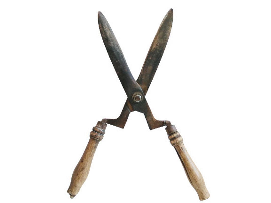 Vintage French Large Iron Wood Garden Shears Cutting Cutters Snippers ...