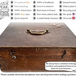 Vintage French ME Wooden Storage Box Wood Equipment Jewellery Personal ...